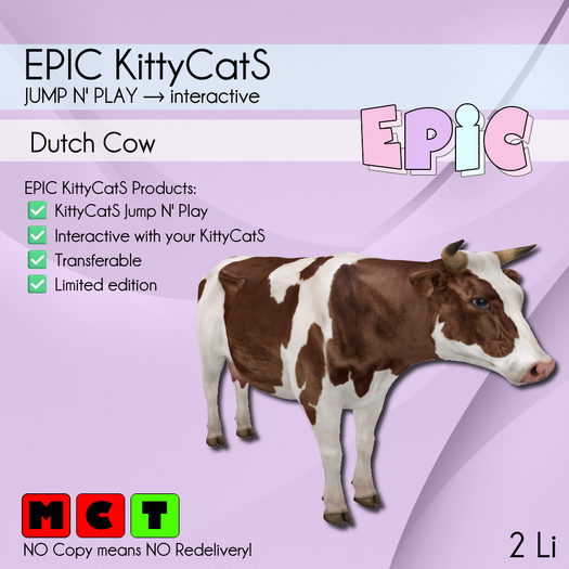 Second Life Marketplace - [EPIC KittyCatS] Dutch Cow (interactive) Packed